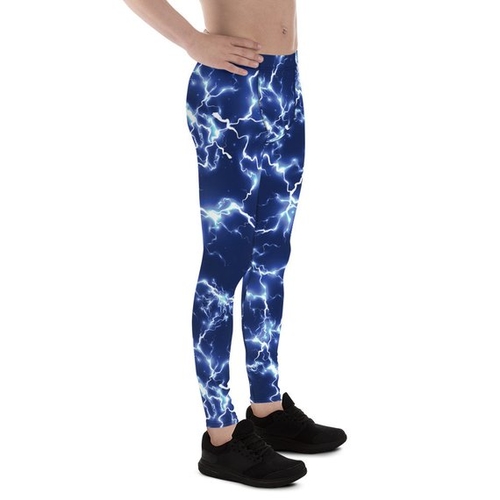 Spocket | Dropship | Mens Leggings - Blue Thunder Lightning Leggings